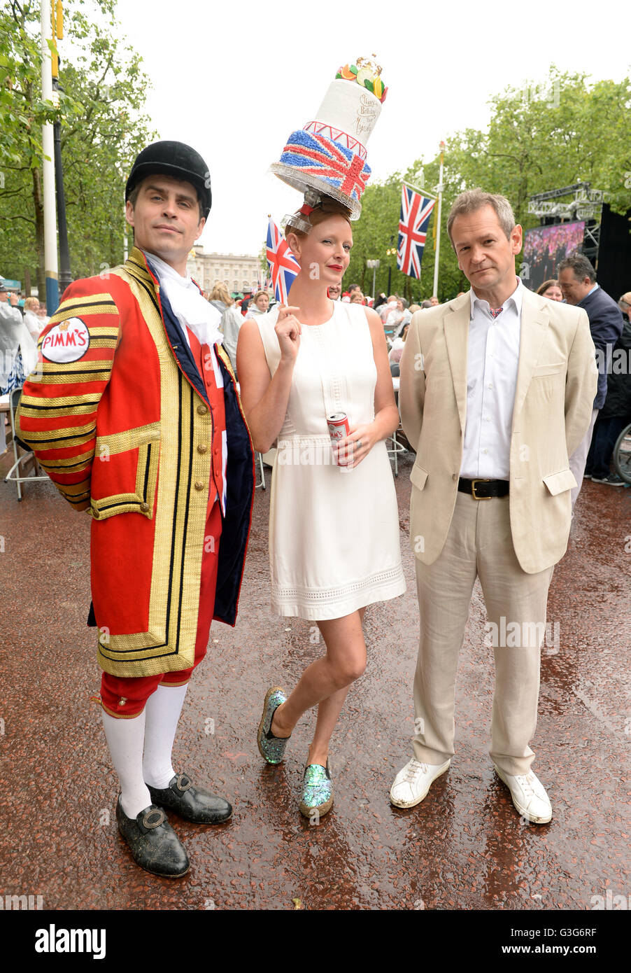 EDITORIAL USE ONLY Pimm's Footman Ben Watson, Olivia Inge and ...