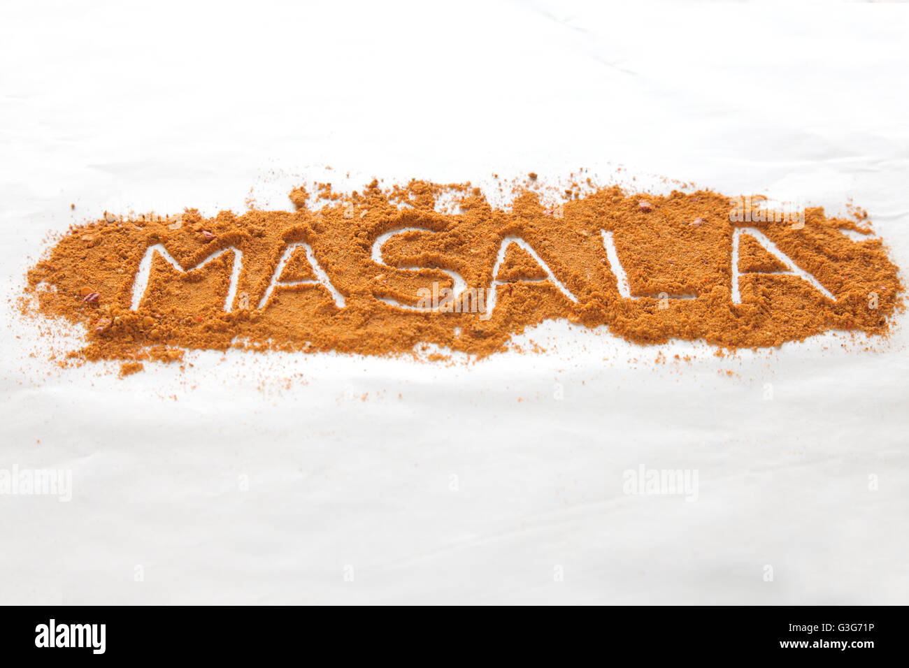 Masala text written in font of spices in perspective Stock Photo - Alamy