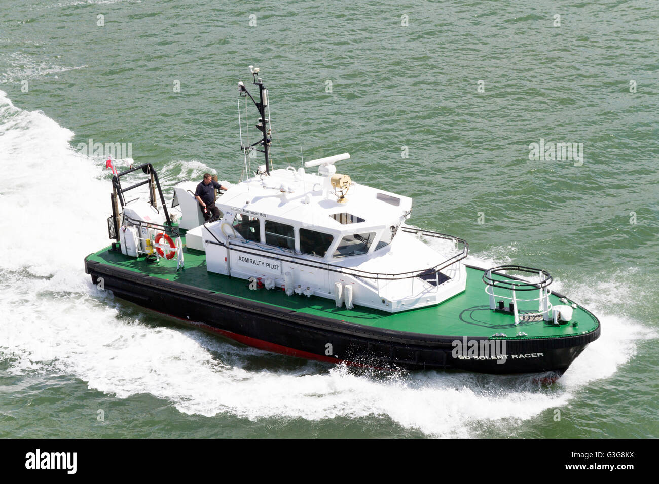 The Admiralty pilot vessel the Solent Ranger in the Solent Stock Photo ...
