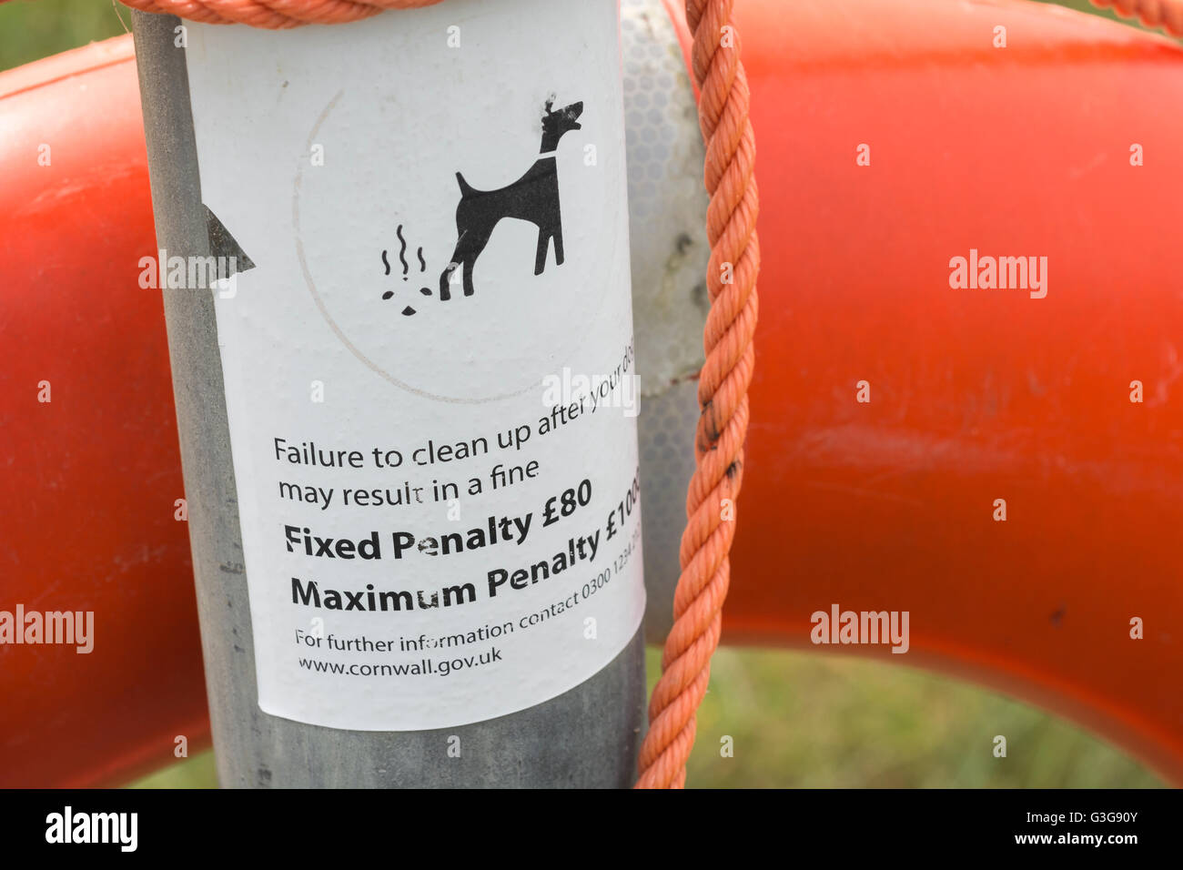 Warning sign for dog owners to clear up behind them on a tourist beach ...