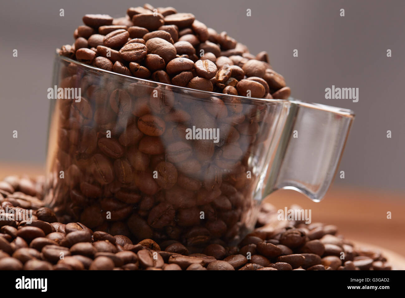 coffee beans in cup in the tray Stock Photo - Alamy