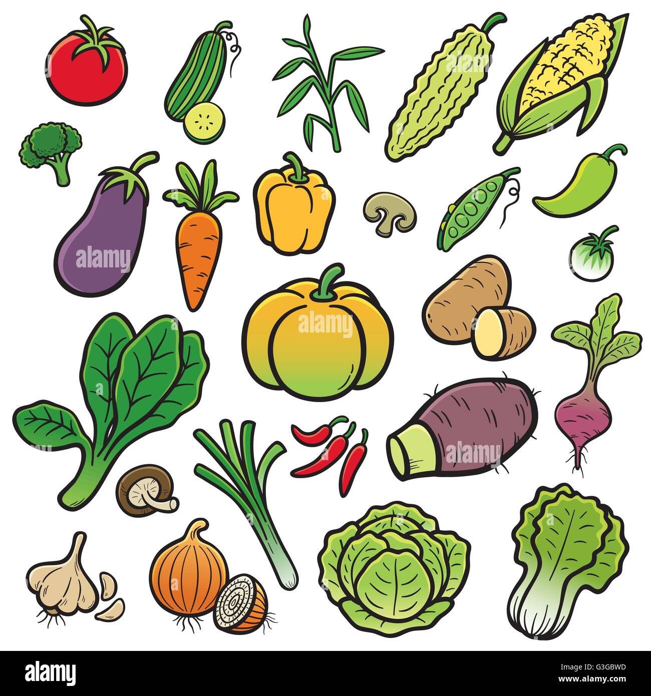 Vector Illustration of Cartoon vegetable set Stock Vector Image & Art ...