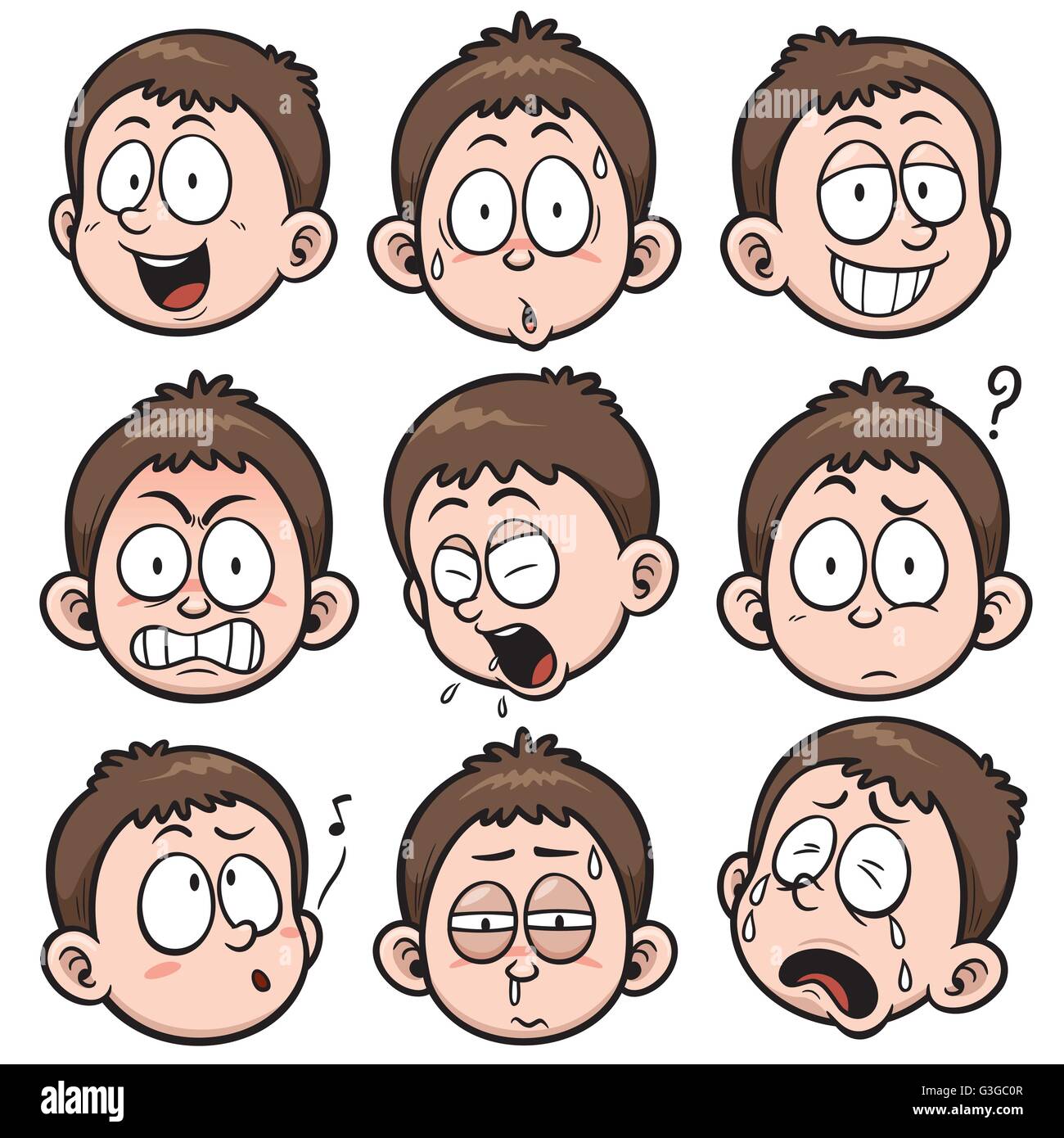 Vector illustration of Boy face set Stock Vector Image & Art - Alamy