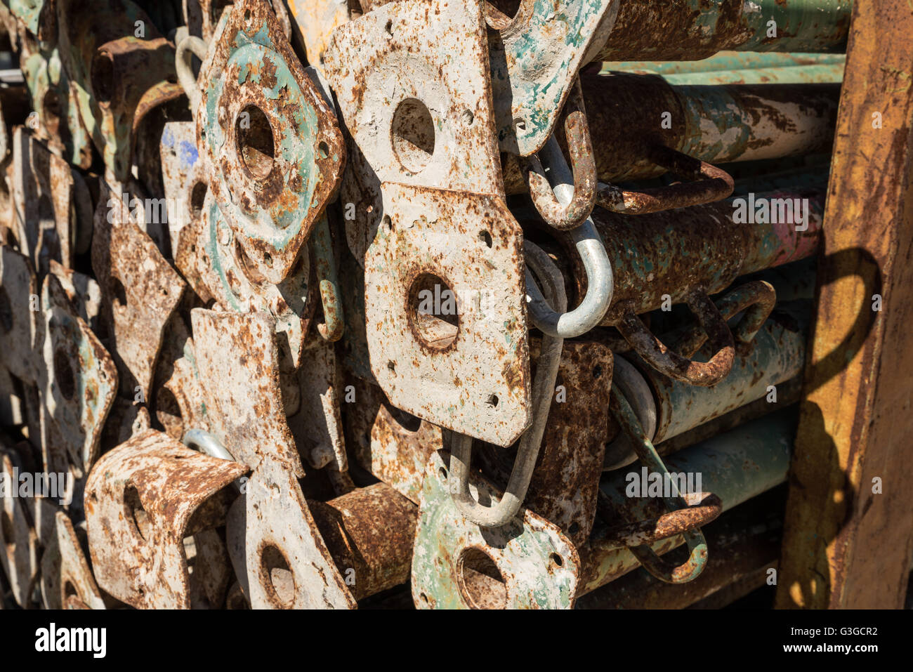 Used props stacked on a building site Stock Photo - Alamy