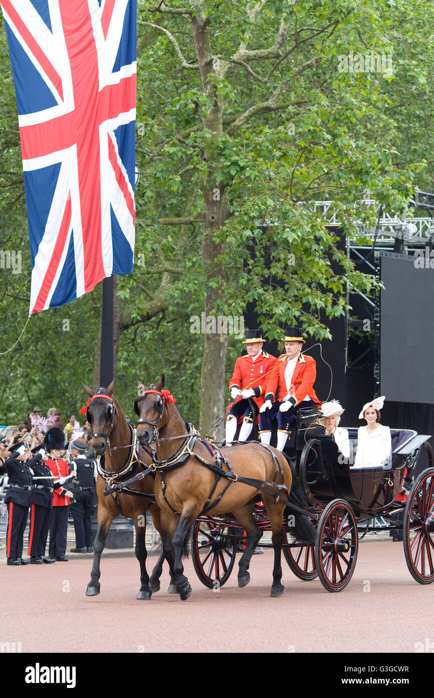 British royal family in carriiges travelling down the mall for the ...