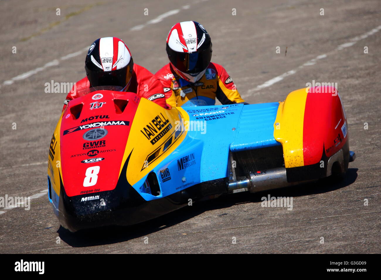 Ian Bell and his partner Carl Bell in their sidecar at the 2015 Tourist ...