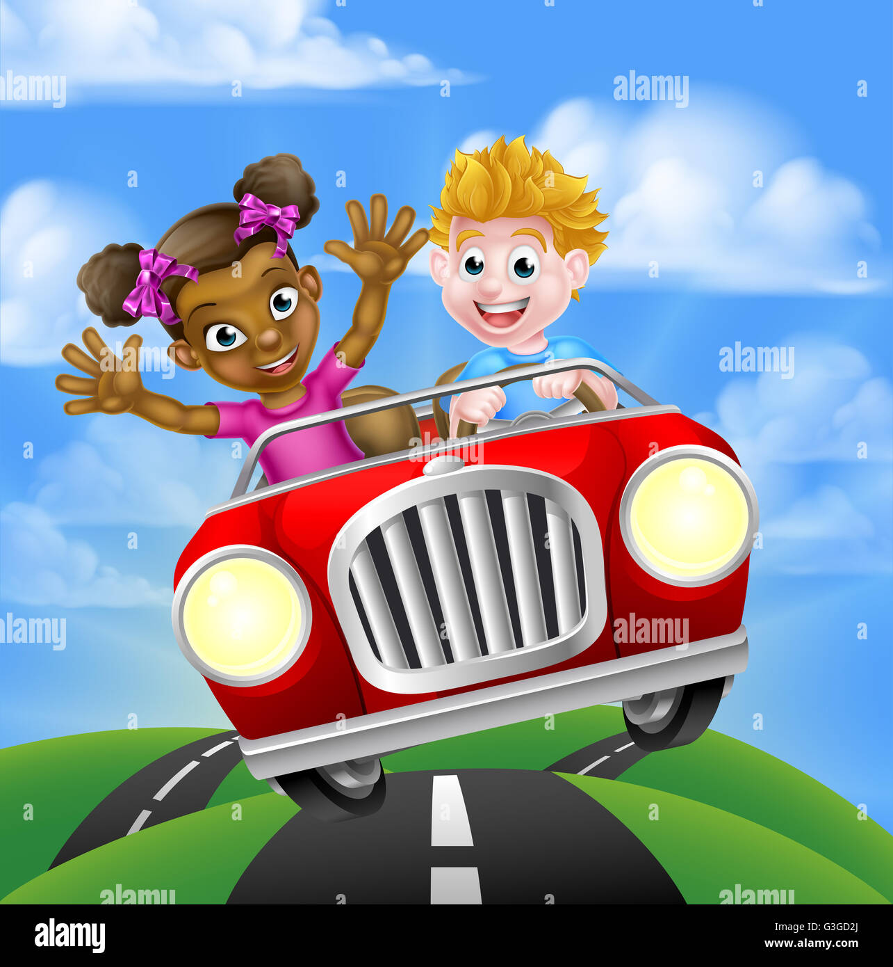 Cartoon boy driving car hi-res stock photography and images - Alamy
