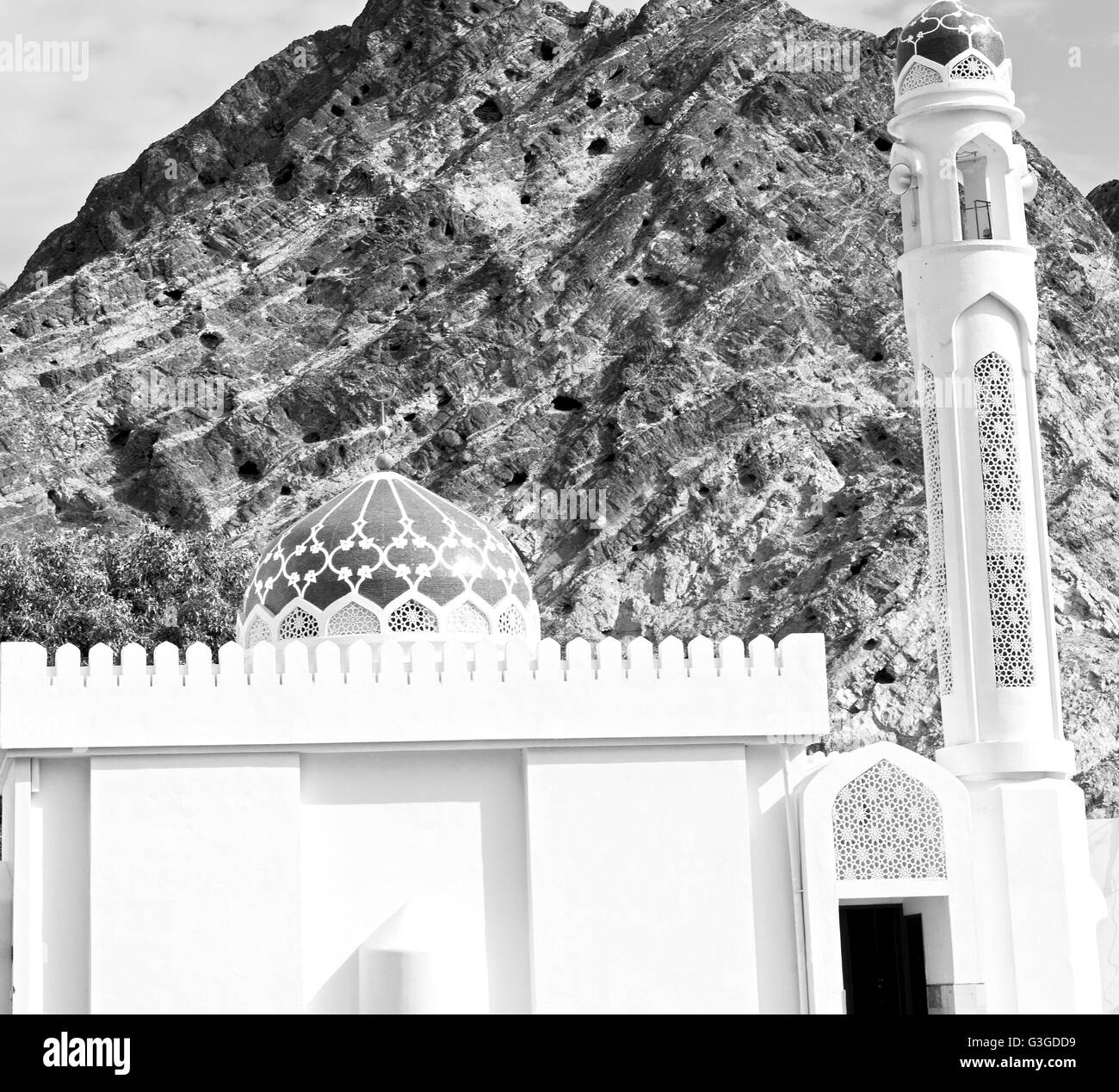 minaret and religion in clear sky in oman muscat the old mosque Stock ...
