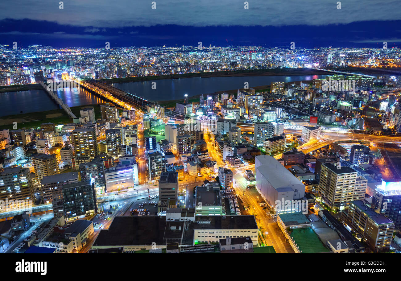 Aerial view of Osaka skyscrapers, Osaka, Japan Stock Photo - Alamy