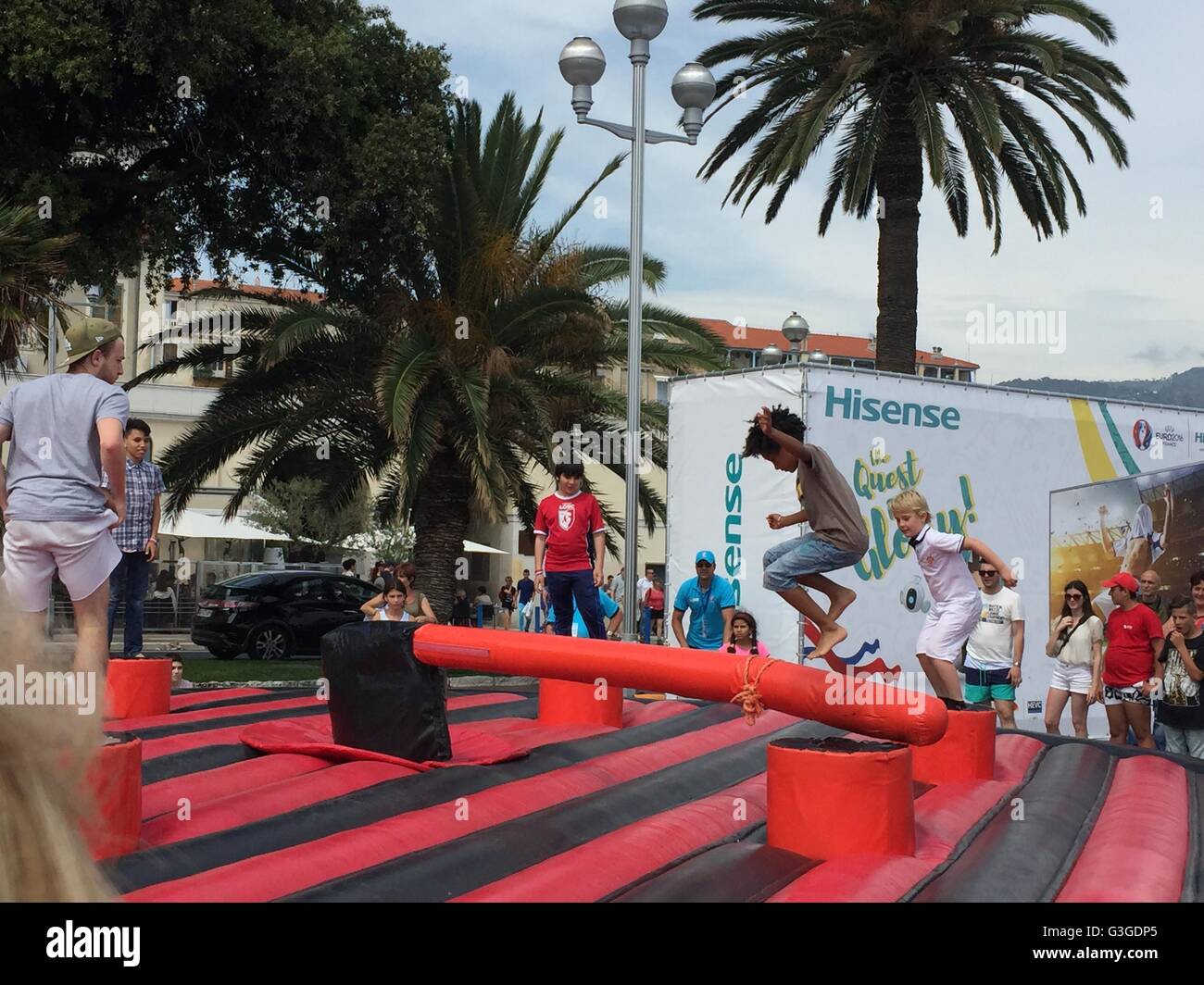People enjoying the activities in the Fan Zone in Nice, France ahead of ...