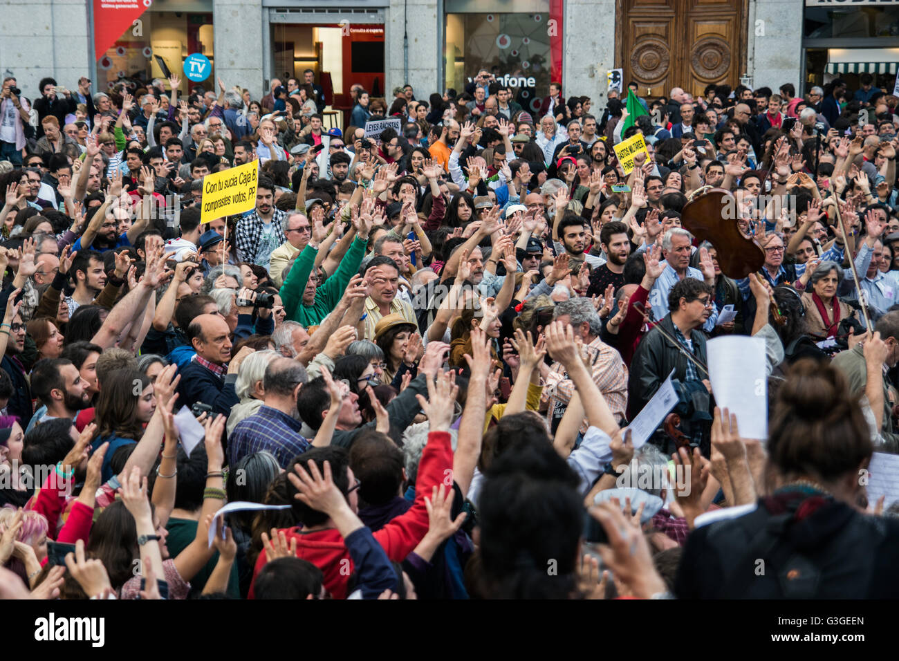 People protesting during a demonstration. Hundreds of people ...