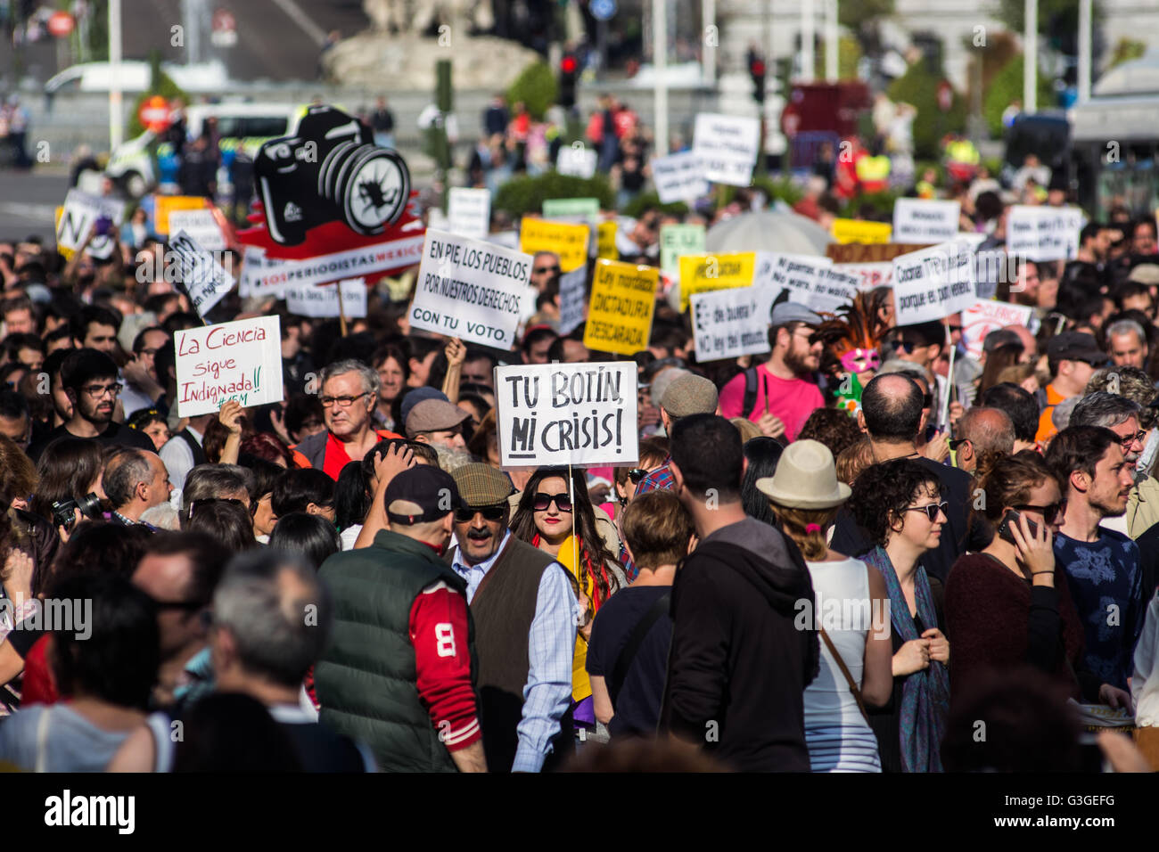 People protesting during a demonstration. Hundreds of people ...