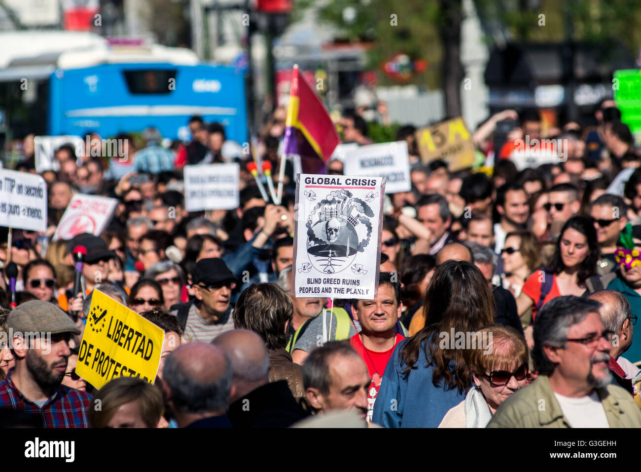 People protesting during a demonstration. Hundreds of people ...