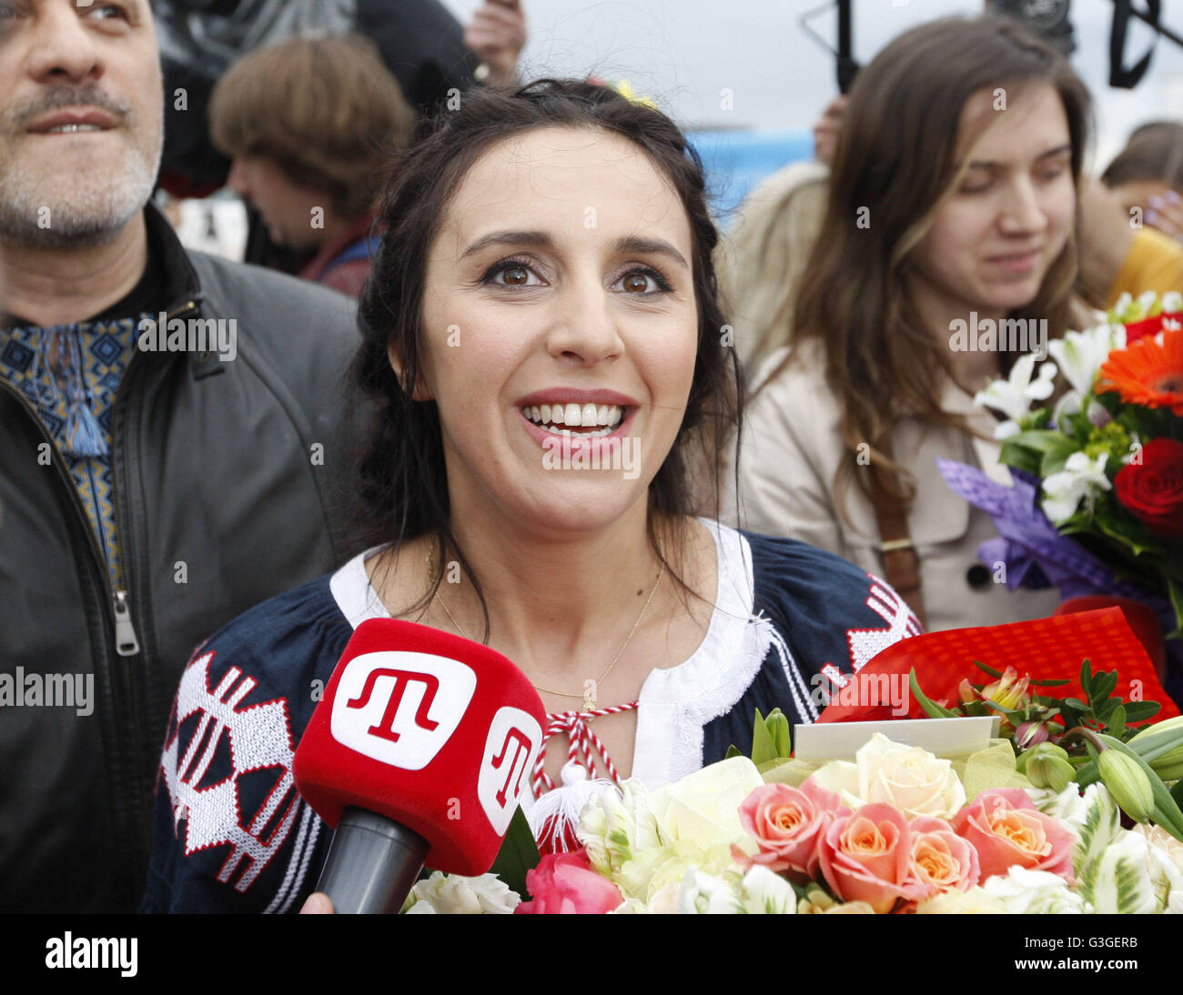 Ukrainian Crimean Tatar singer Jamala speaks with journalists after her ...