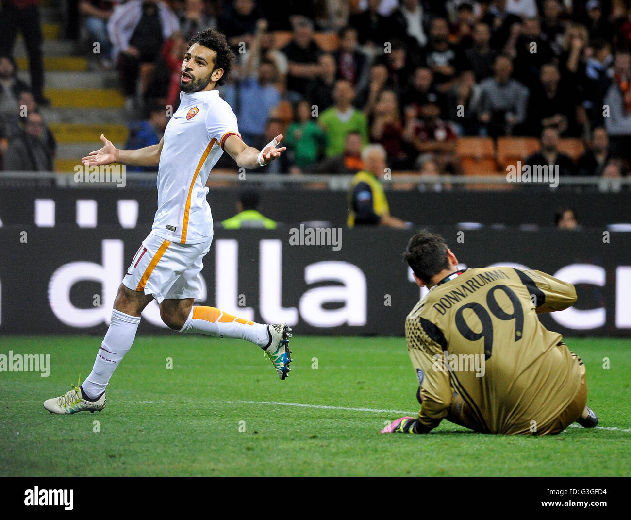 Mohamed Salah celebrates after scoring the opening goal during the ...