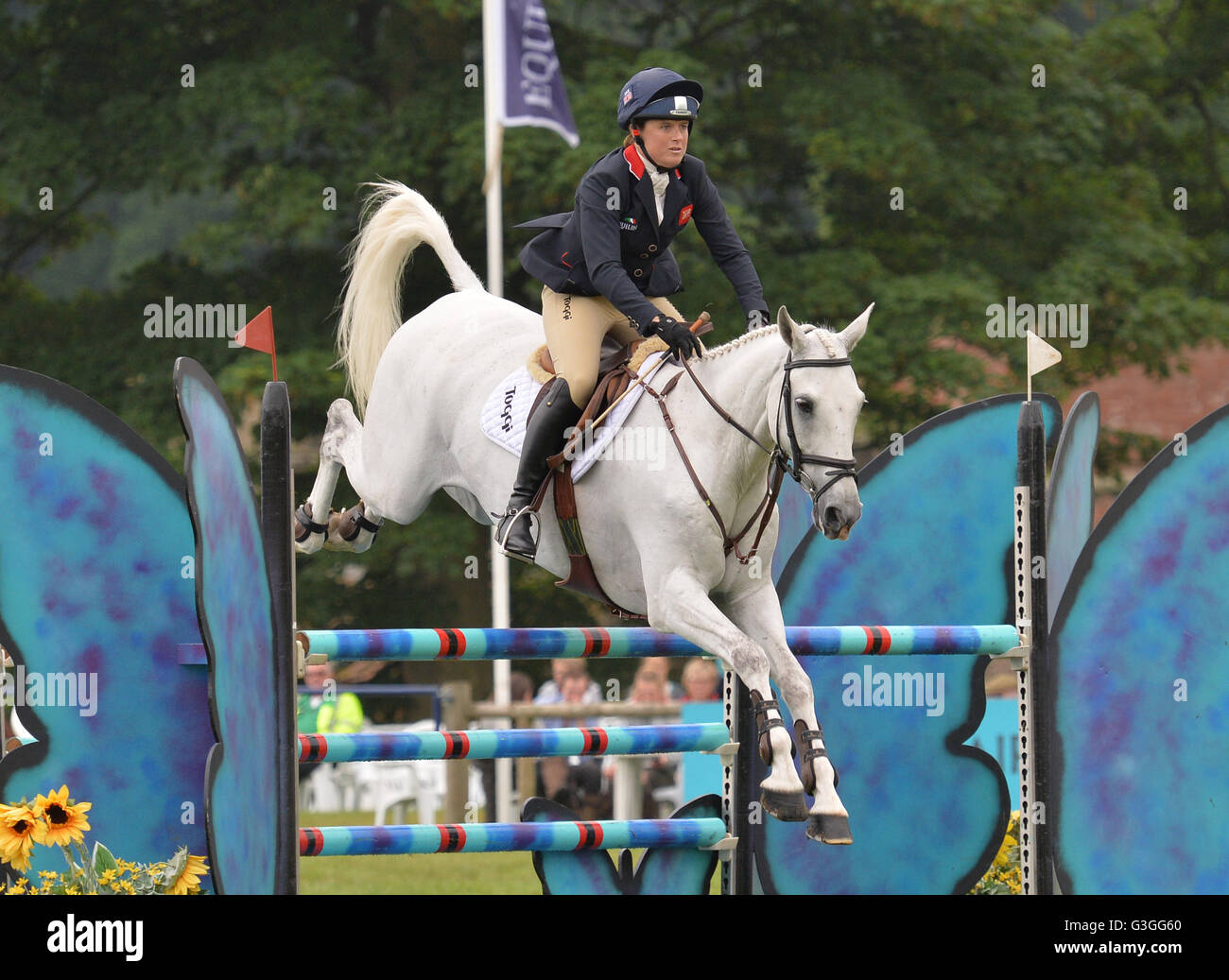 Pippa Funnell riding Billy The Biz in action in the British Equestrian ...