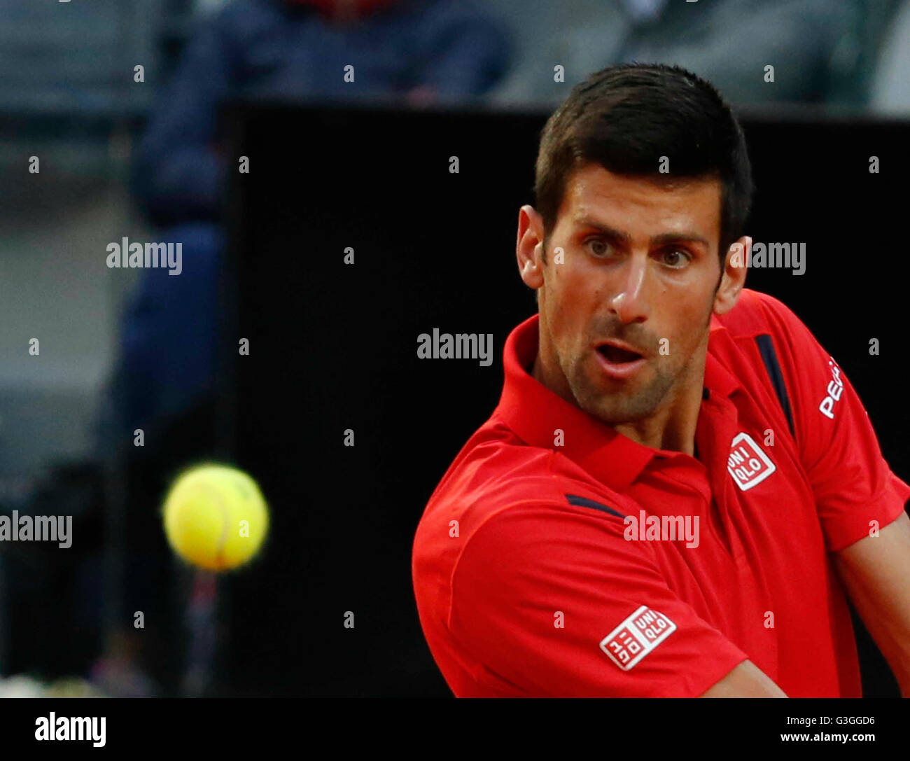 Rome, Italy. 12th May, 2016. Novak Djokovic (RED) of Serbia during 3rd ...