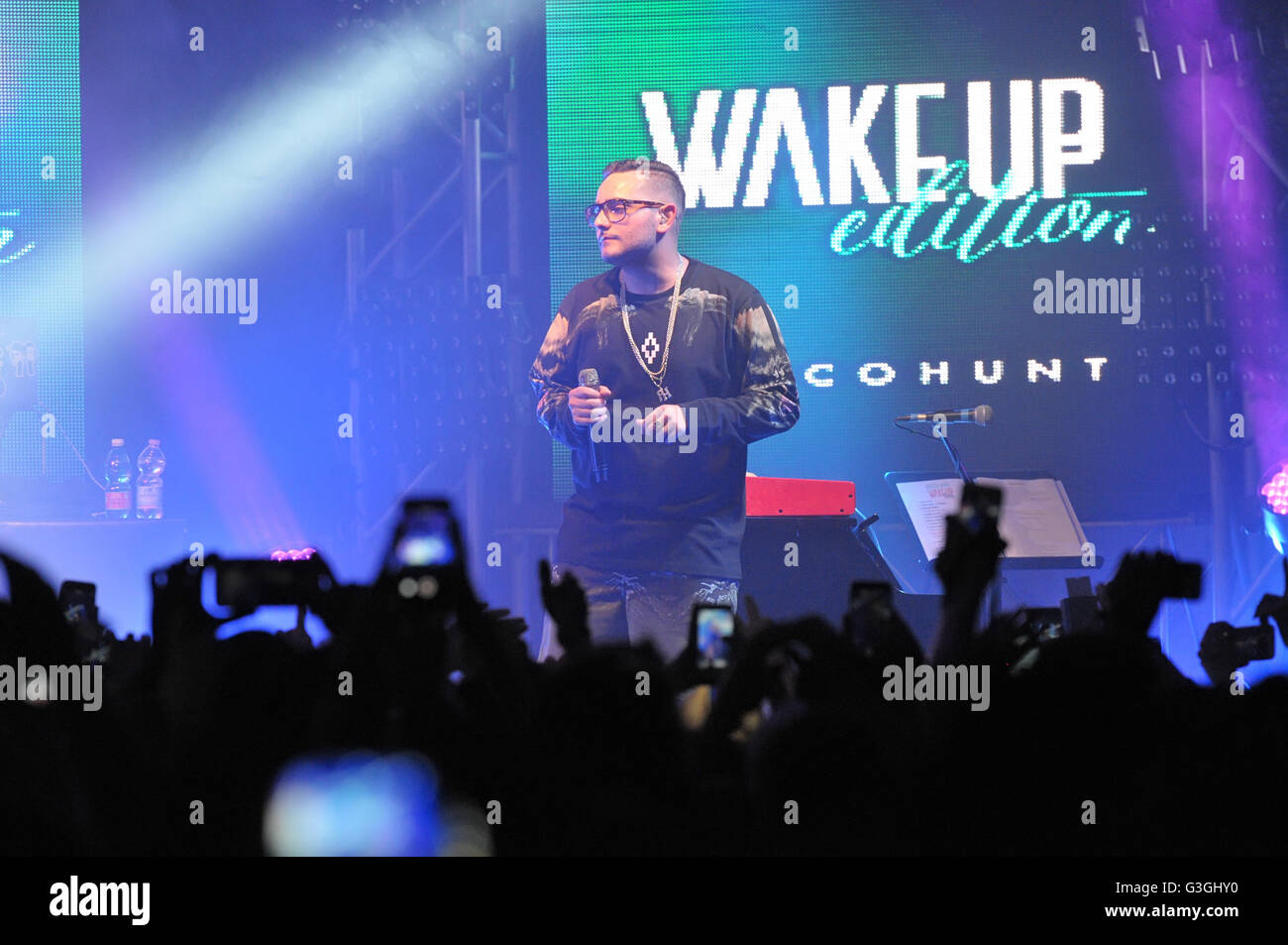 Italian Rapper, Rocco Hunt performs during his live concert at the Casa ...