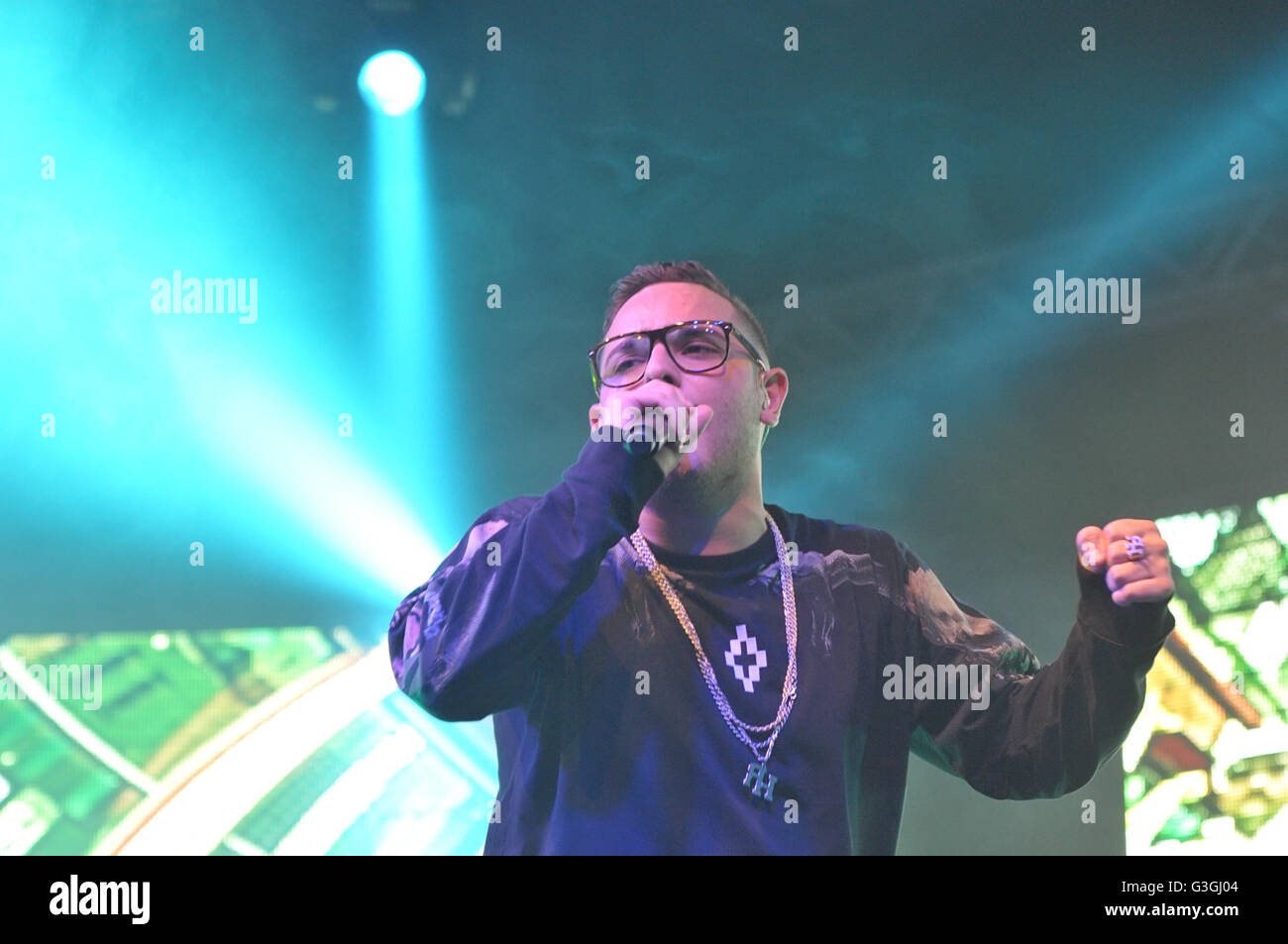 Italian Rapper, Rocco Hunt performs during his live concert at the Casa ...