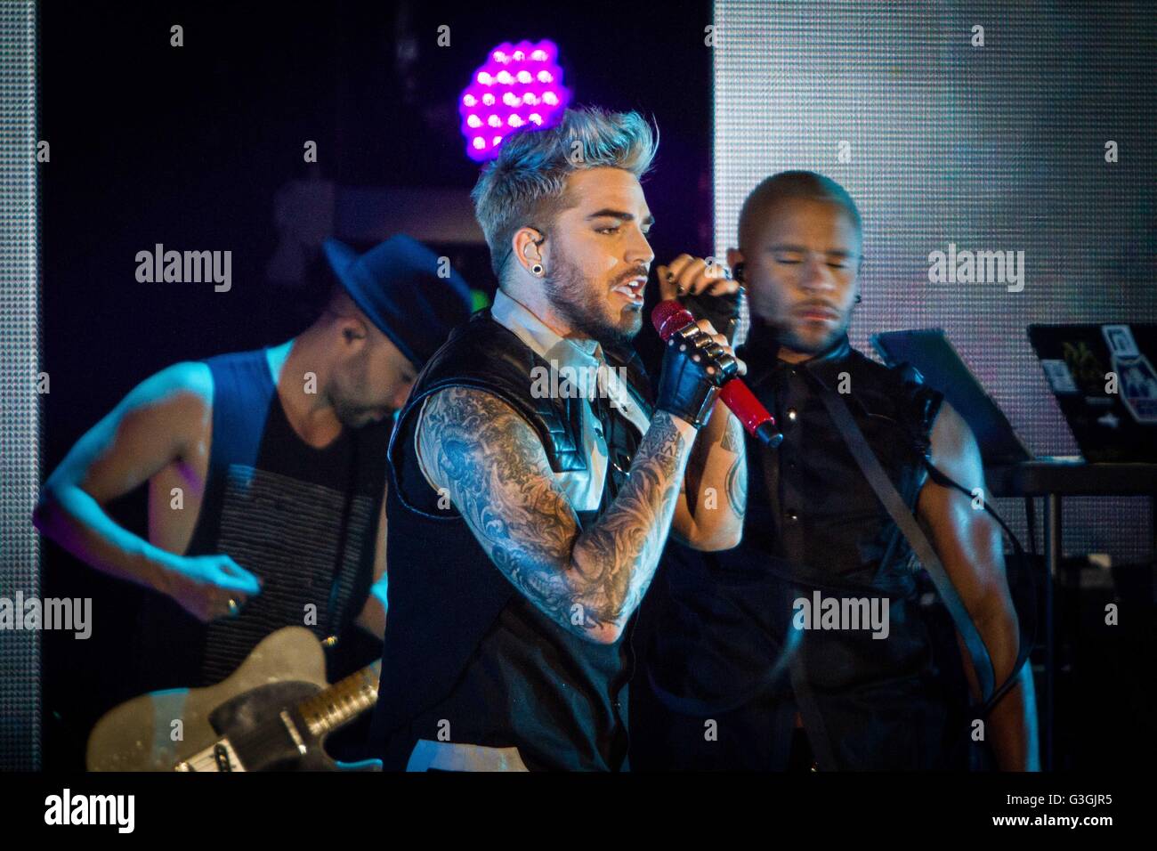 The american singer and song-writer Adam Lambert pictured on stage as ...