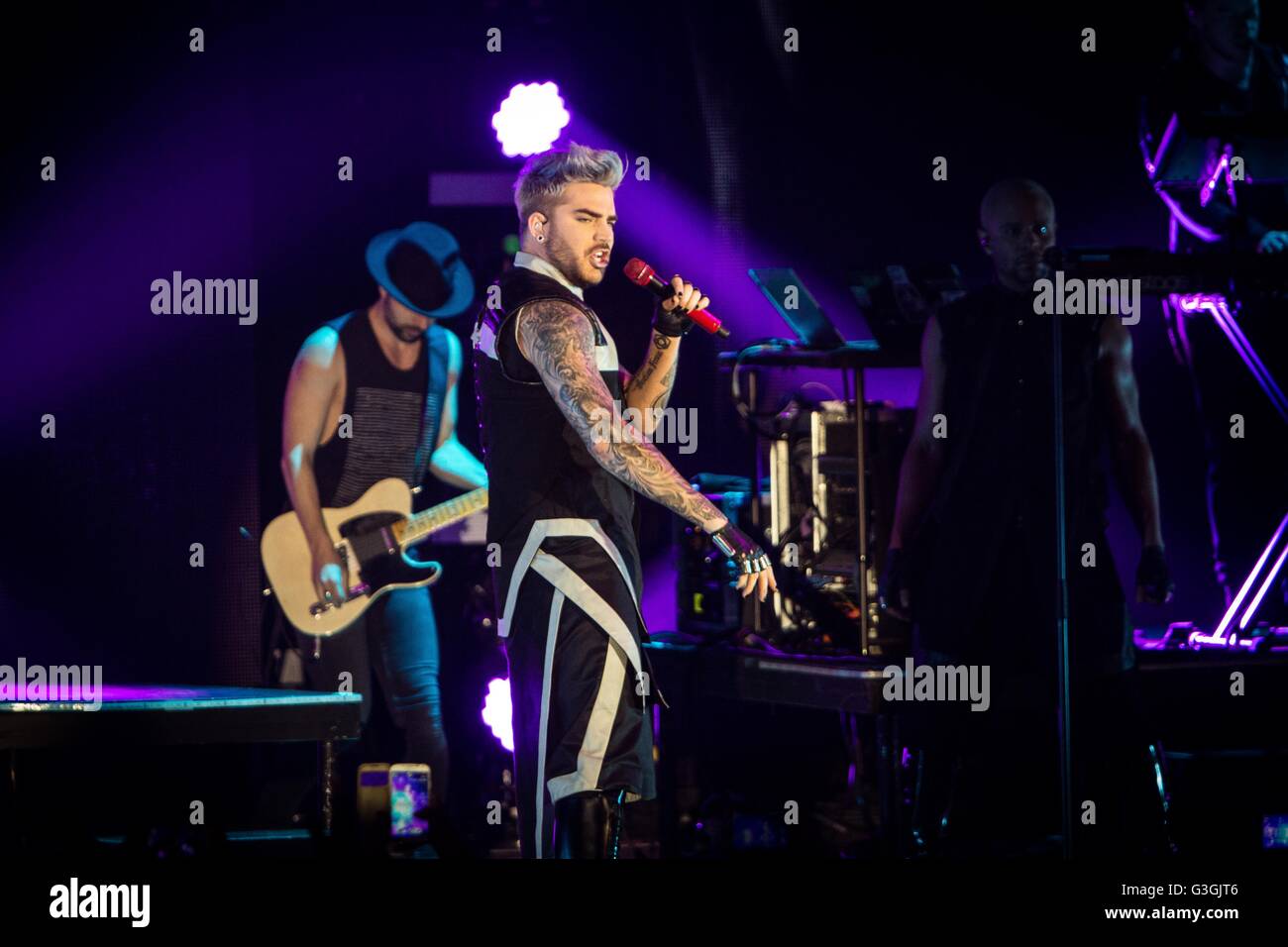 The american singer and song-writer Adam Lambert pictured on stage as ...