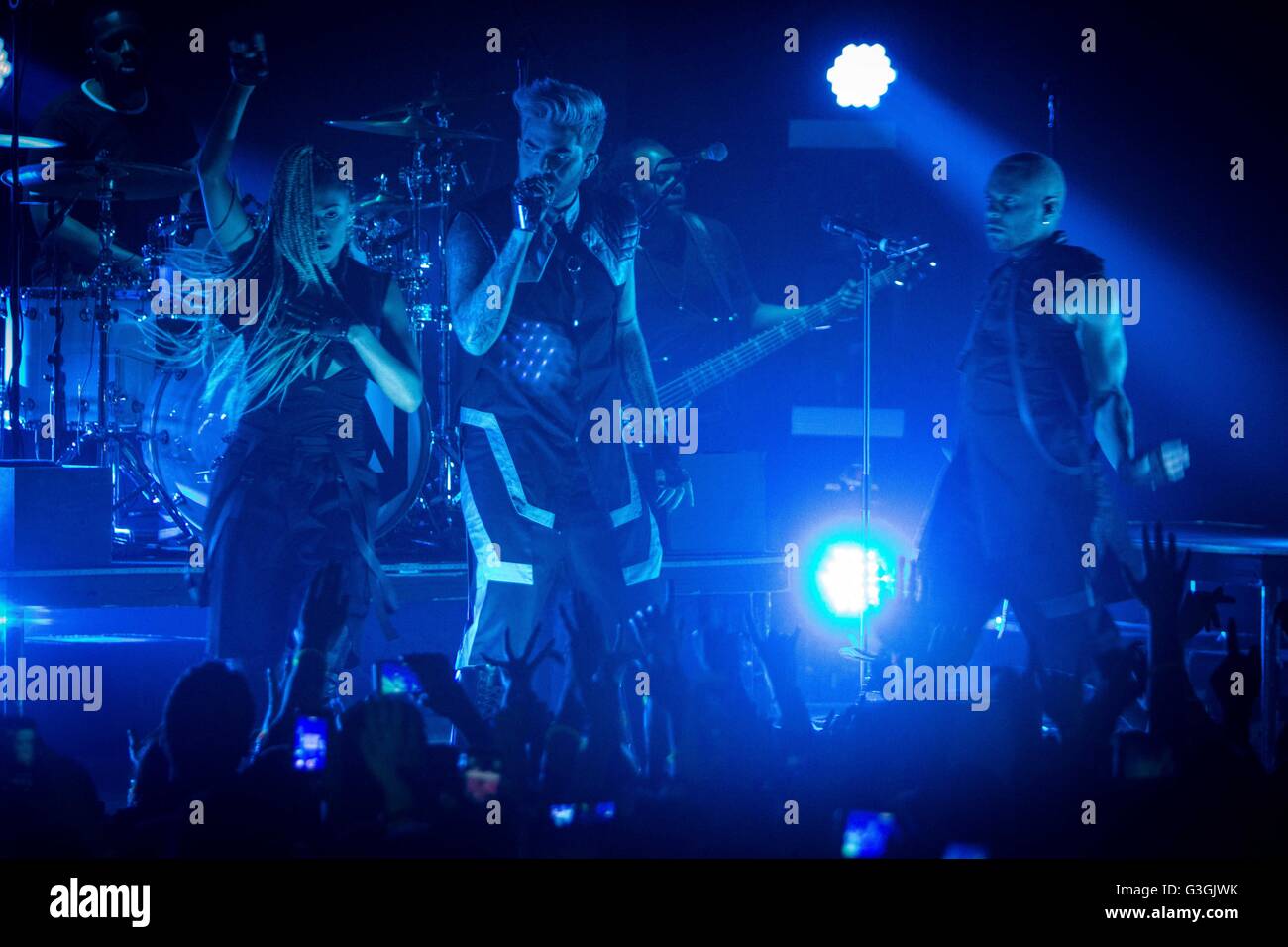 The american singer and song-writer Adam Lambert pictured on stage as ...