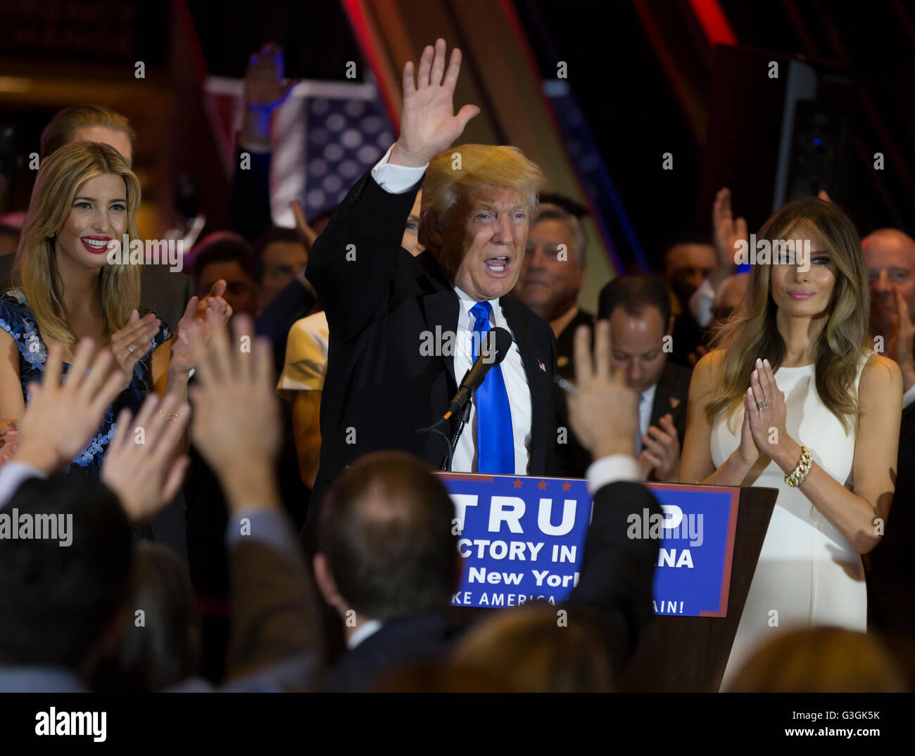 New York, United States. 03rd May, 2016. Donald Trump delivers victory ...