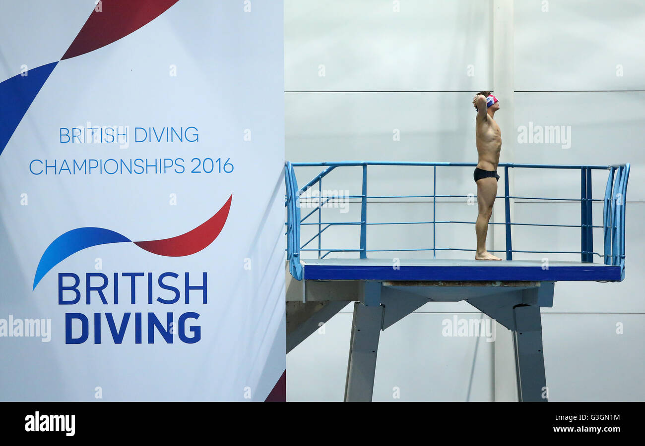 Tom Daley goes through his dive routine as he competes in the Men 10m ...
