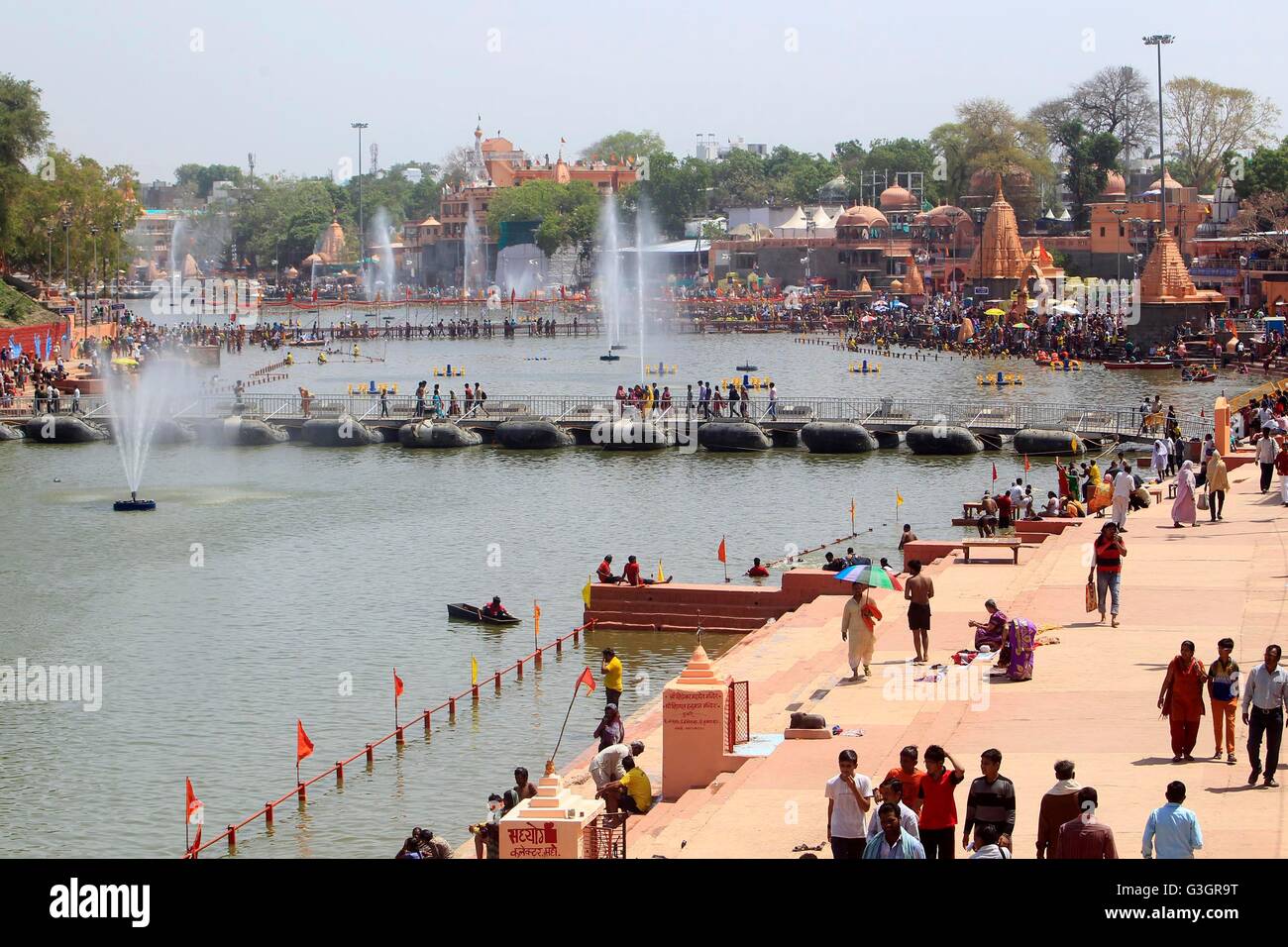 Ujjain, India. 23rd Apr, 2016. A view of Shipra river at Ramghat during ...