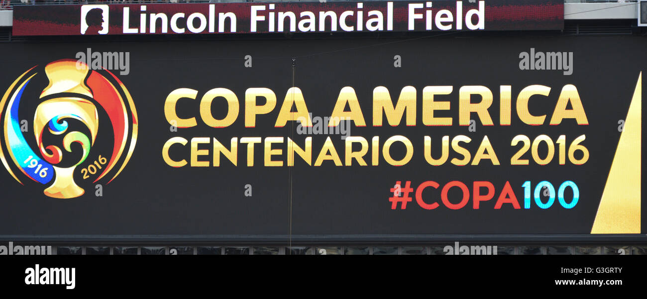 Philadelphia, Pennsylvania, USA. 11th June, 2016. The Copa America sign ...