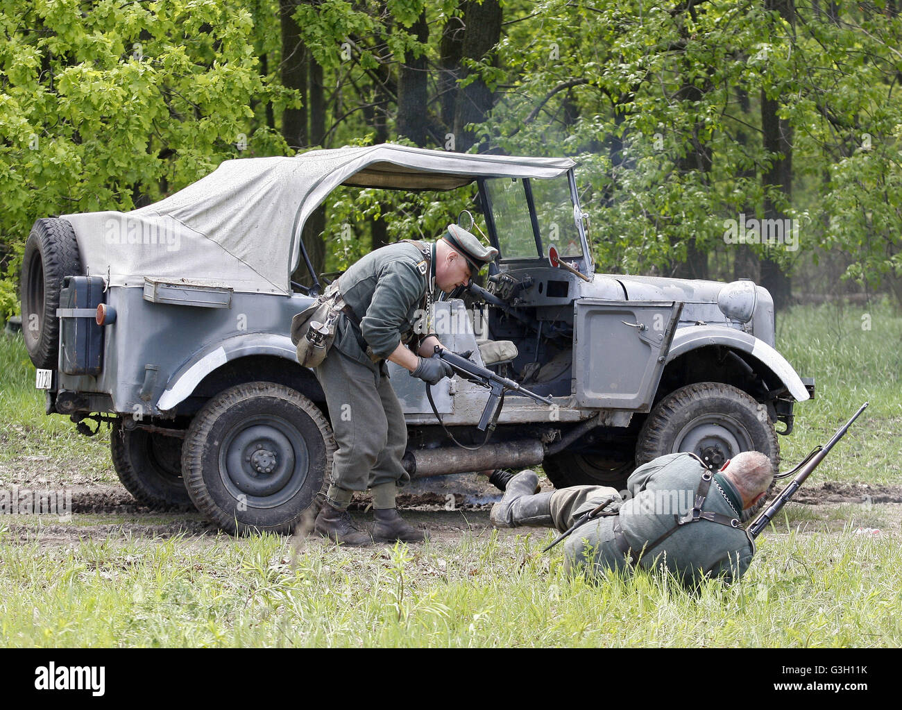 Kiev, Ukraine. 08th May, 2016. Members of historical military clubs ...