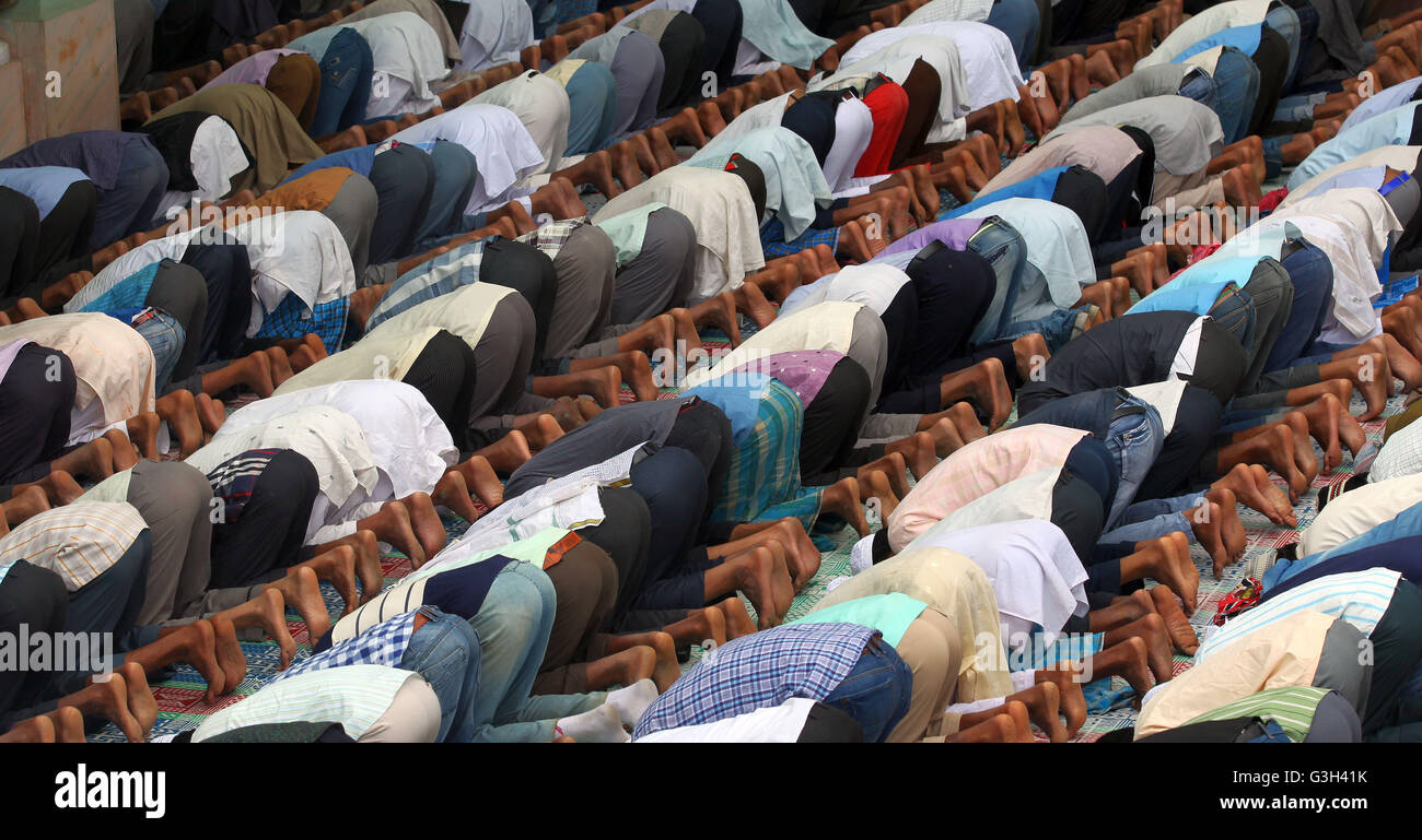 Kathmandu, Nepal. 24th June, 2016. Muslims offer prayers during the ...