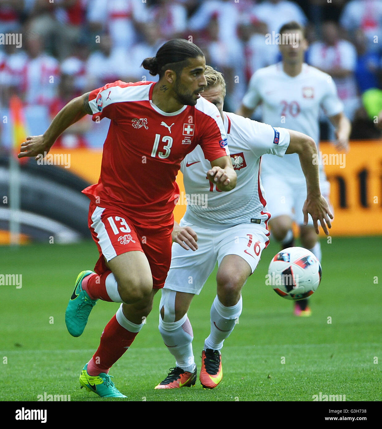Saint-Etienne, France. 25th June, 2016. Switzerland's Ricardo Rodriguez ...