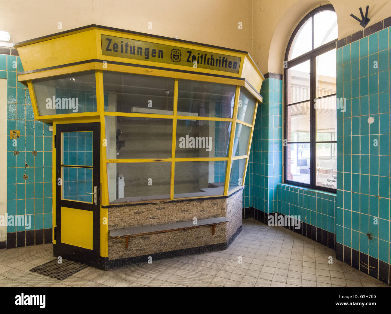 An old kiosk in the train station of the German-Polish border town ...