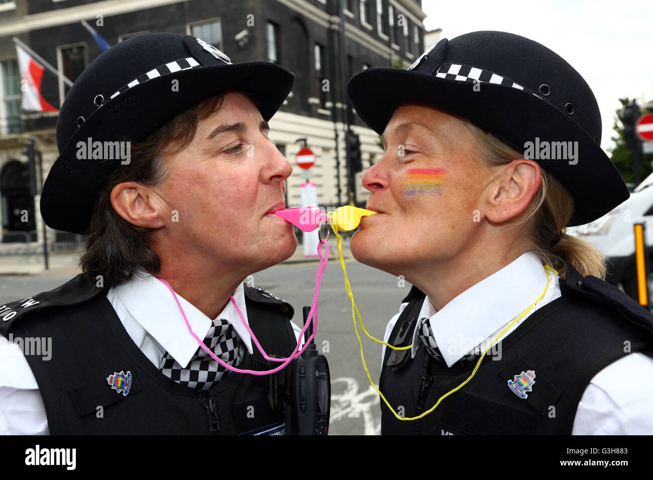 London, UK. 25th June 2016. Police join in the fun at the Pride London ...