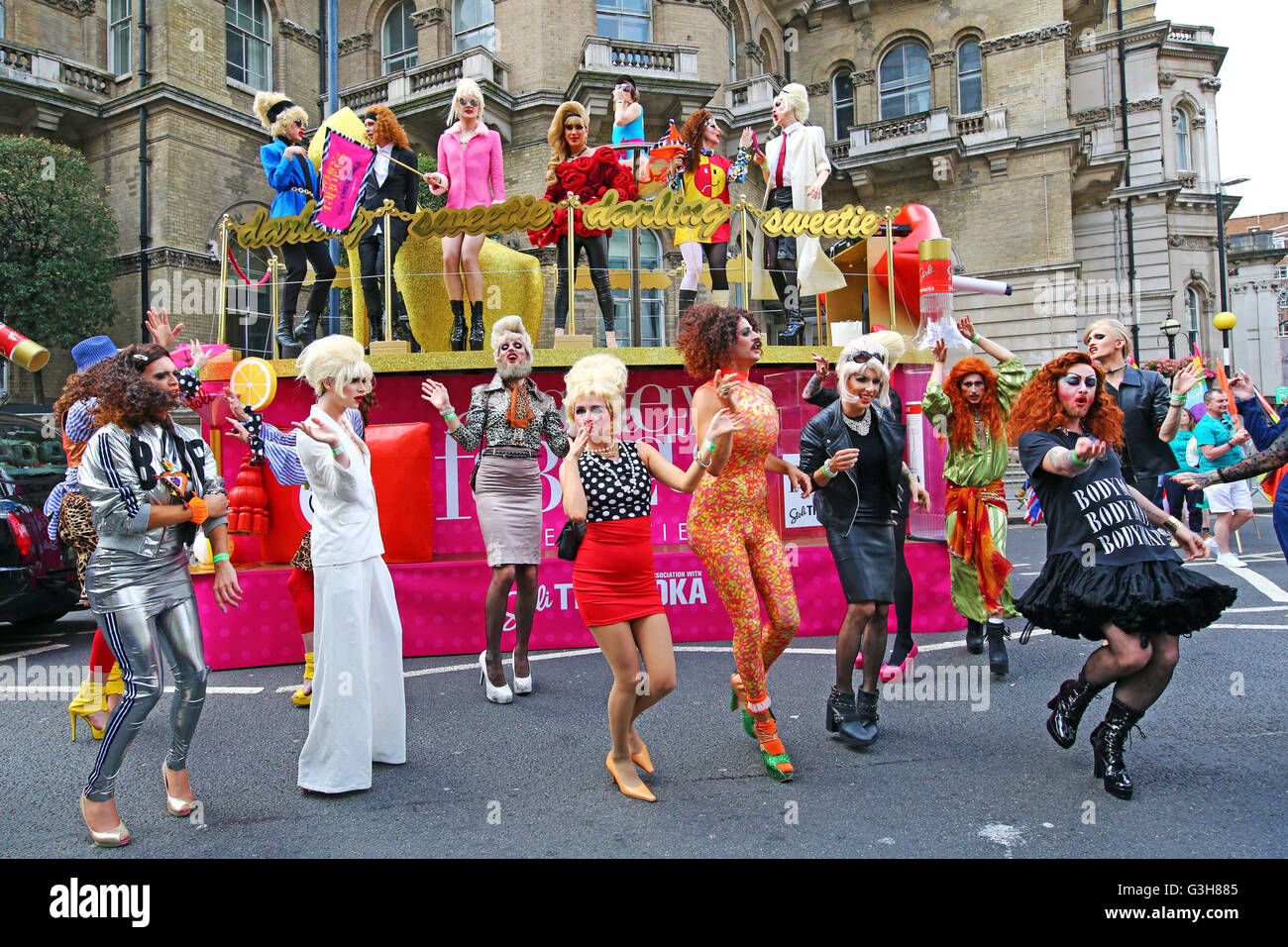 London, UK. 25th June 2016. Participants from the Absolutely Fabulous ...