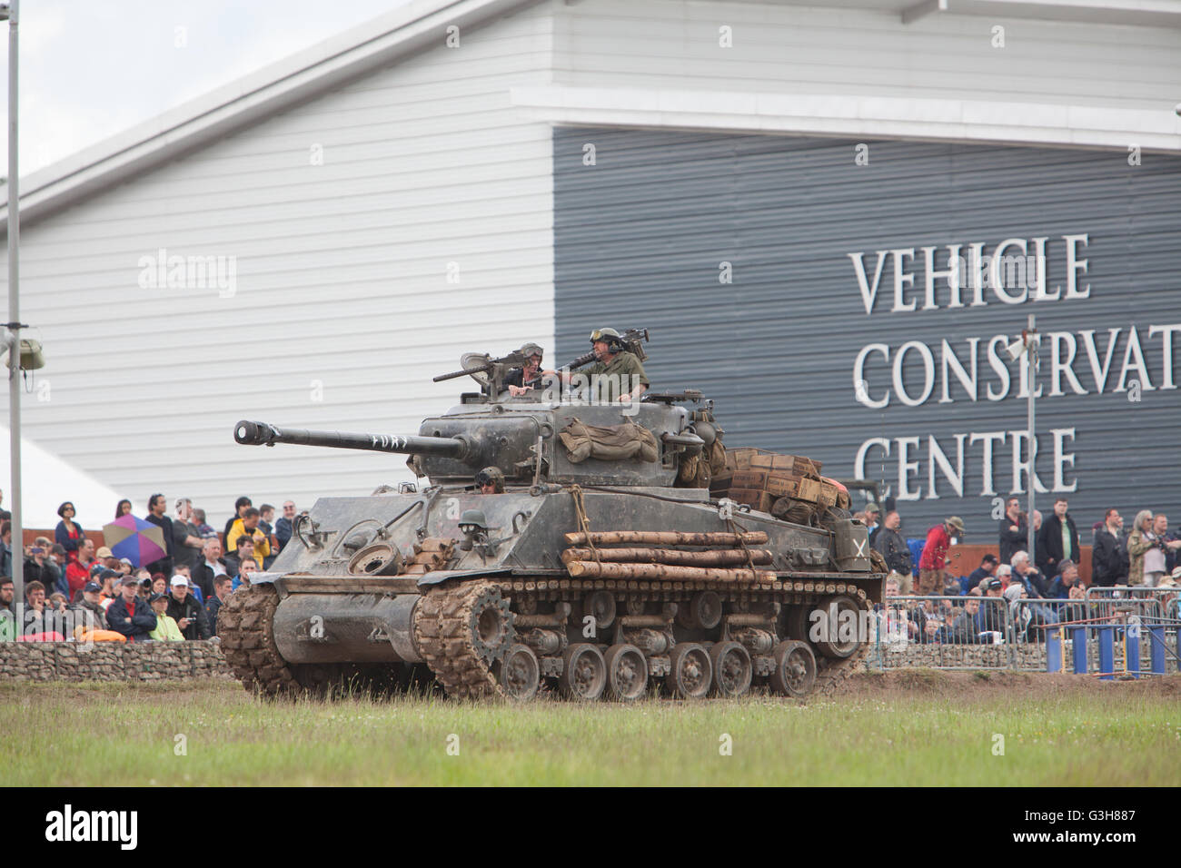 Bovington, Dorset, UK. 25th June 2016. Tankfest military show. American Sherman M4A2E8 (FURY ...