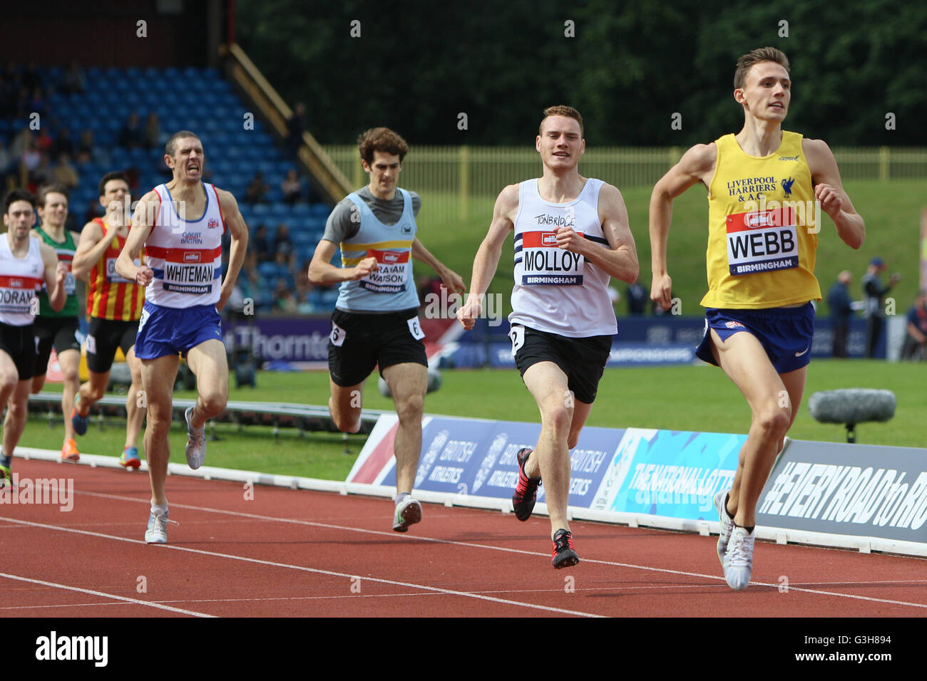 Birmingham, UK. 25th June, 2016. Jamie Webb finishes first in his heat ...