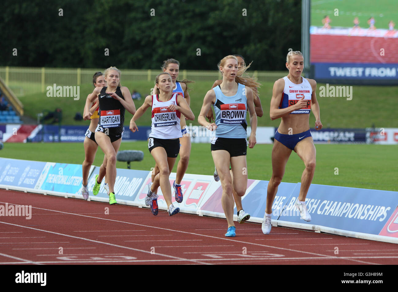Birmingham, UK. 25th June, 2016. Lynsey Sharp finishes first in her ...
