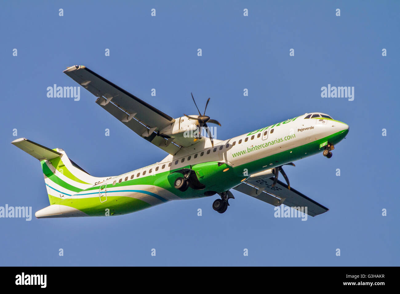A ATR 72-500 Aircraft Taking Off From Santa Cruz La Palma Spain Stock ...
