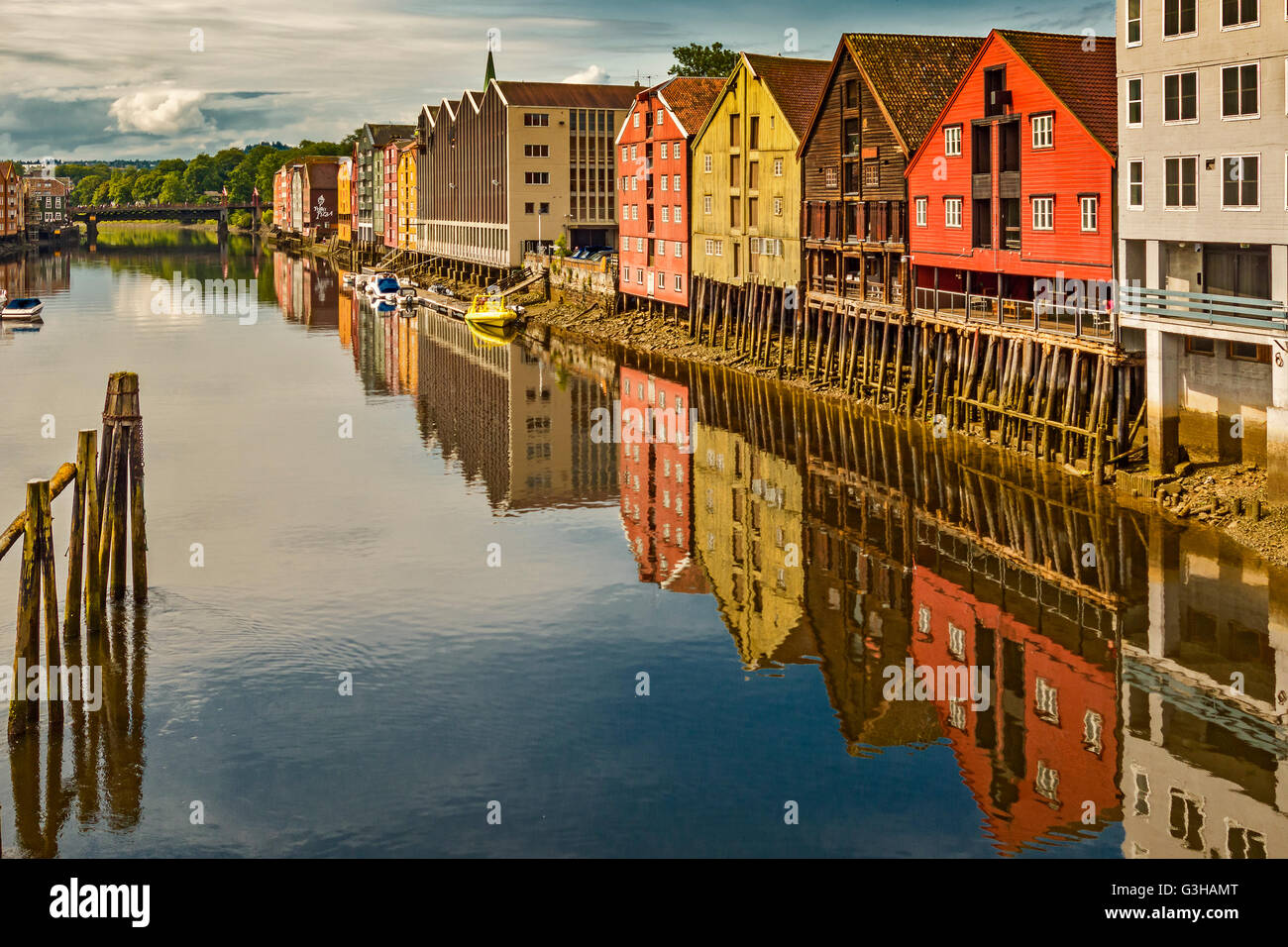 Wharves on the Nidelva River in Trondheim Norway Stock Photo - Alamy