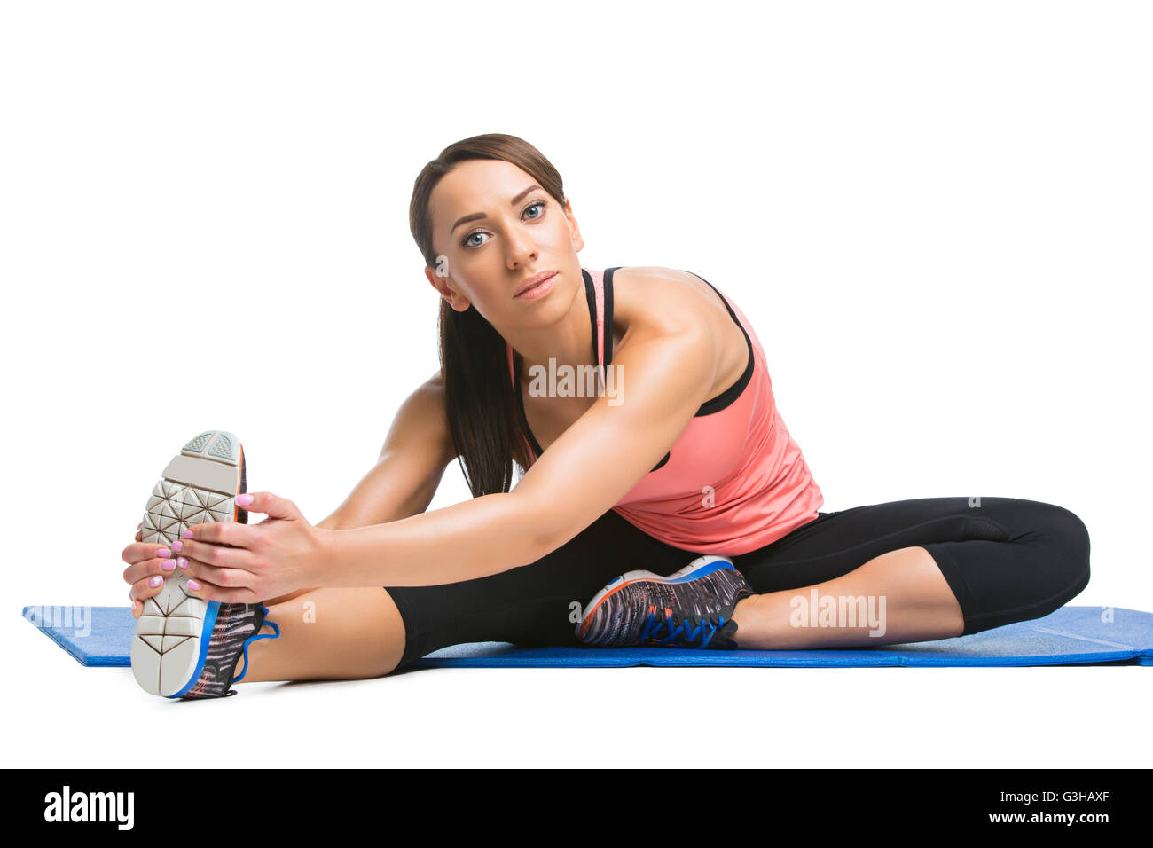 Beautiful woman making sport exercise Stock Photo - Alamy