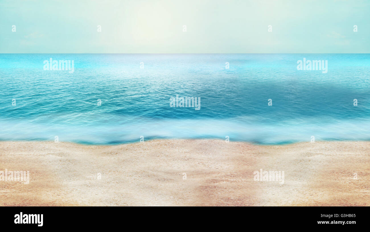 summer time golden paradise beach water photo and 3D render background ...