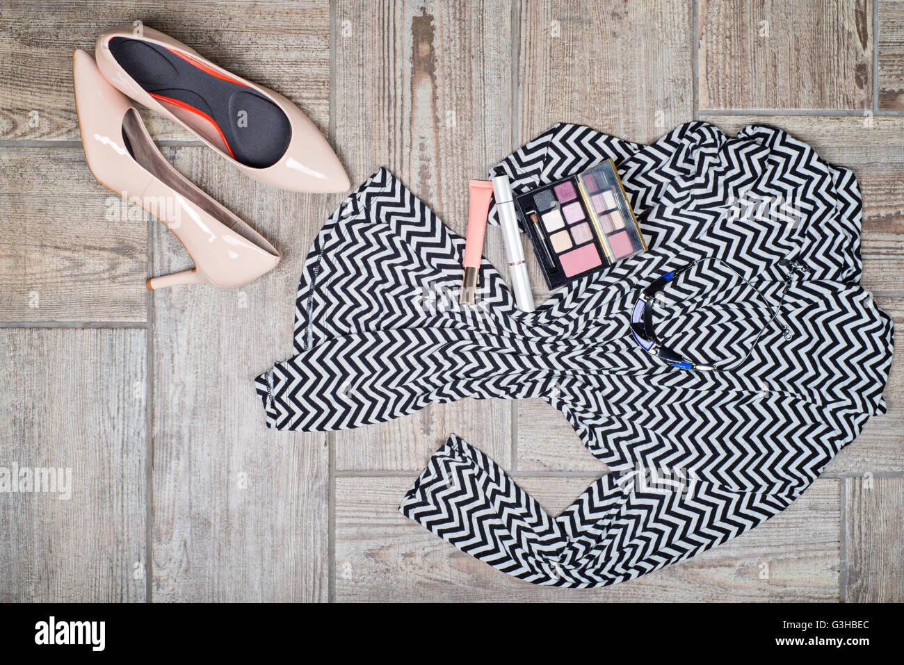 Aerial view of woman's fashion with accessories Stock Photo - Alamy