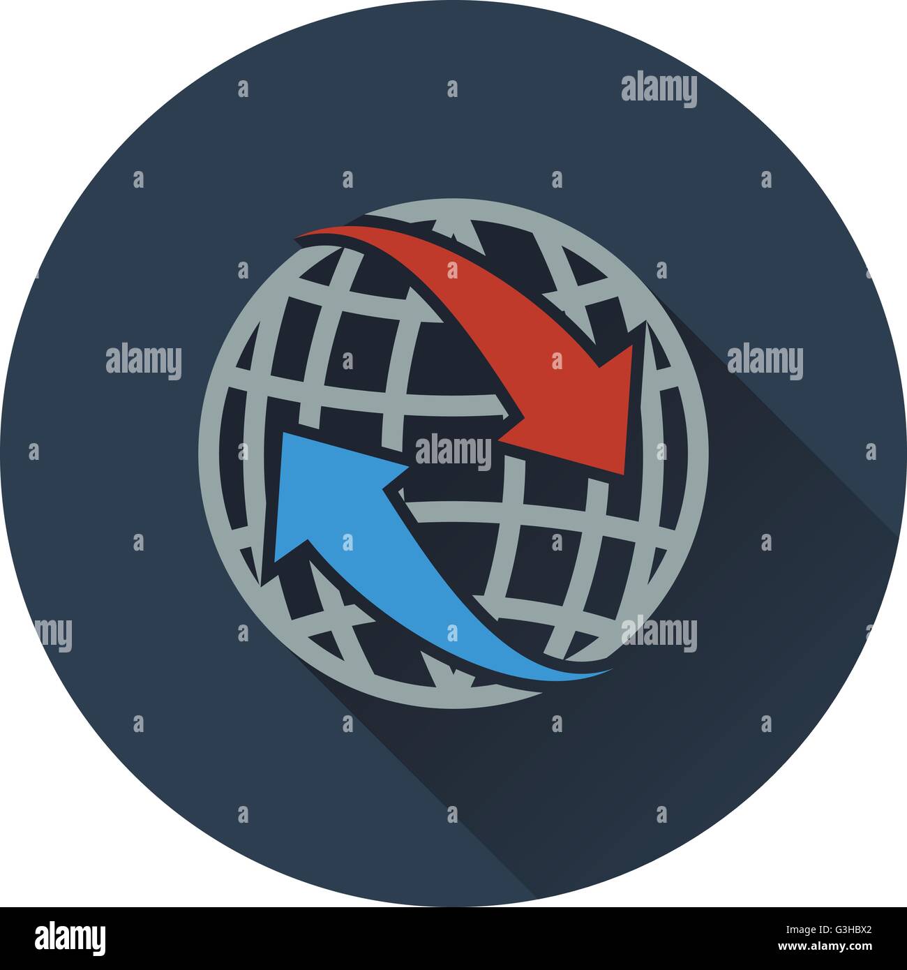 Icon of Globe with arrows. Flat design. Vector illustration Stock ...