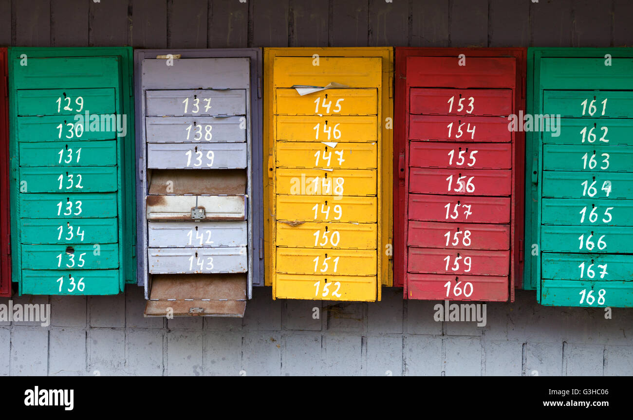 Old multicolor post boxes Stock Photo - Alamy