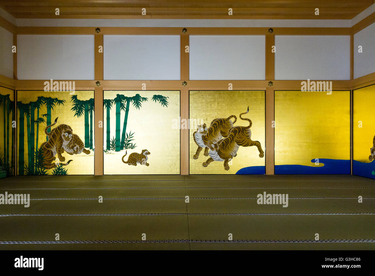 Japan, Nagoya castle. Reconstructed Hommaru Palace interior. Room, part ...