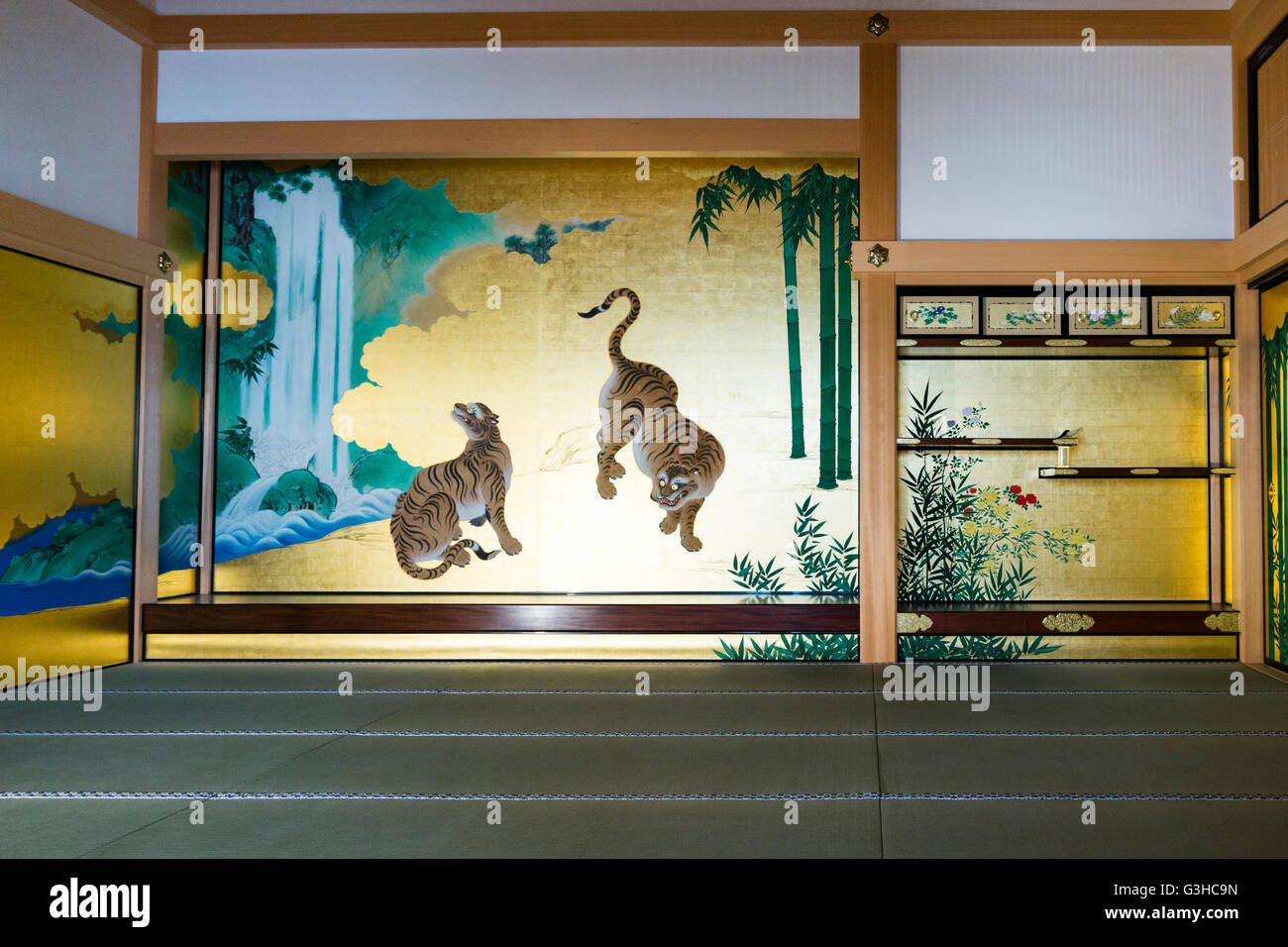 Japan, Nagoya castle. Reconstructed Hommaru Palace interior. Room, part ...