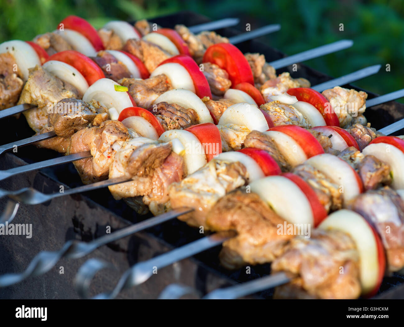 Barbecue with delicious grilled meat Stock Photo - Alamy