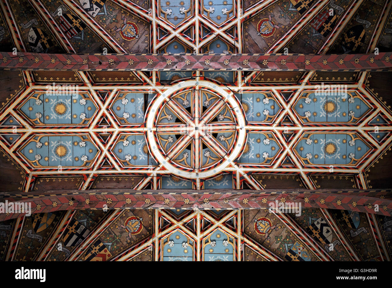 Roof or ceiling below the tower at St David's Cathedral West Wales UK ...